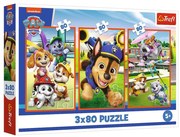 Puzzle 3x80 Psí gang Tlapková patrola/Paw Patrol 18x27,5cm v krabici 29x19x4cm