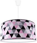 Závěsné svítidlo Garo, 1x textilní stínítko se vzorem (výběr ze 3 barev), (výběr ze 3 barev konstrukce), (fi 44cm)