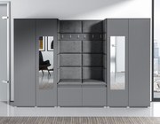 Předsíňová stěna Trinity 10 s čalouněnými panely, 280 cm, grafit/ tmavě šedá