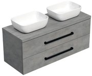 Koupelnová skříňka s černou úchytkou a krycí deskou SAT Cube Way 120x53x46 cm beton mat CUBE46C1203BESAT45