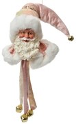 Růžová závěsná dekorace Santa s rolničkami - 12*13*68 cm