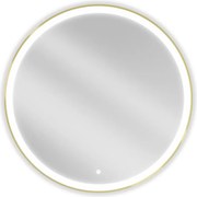 Mexen Esso, kulaté LED podsvícené koupelnové zrcadlo 90 cm, 6000K, topná podložka proti zamlžování, zlatý rám, 9825-090-090-611-50