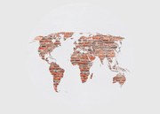 Samolepící vliesová fototapeta na zed' Cihlová Mapa Světa | 70 x 70 cm | DCR3230