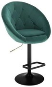 LuxuryForm DESIGN Barová židle VERA VELUR na černé kulaté podstavě - zelená
