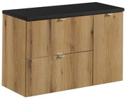 Závěsná skříňka pod umyvadlo Nova Oak 90 cm černá/dub coast evoke