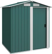 Zahradní kůlna Outsunny 1,7 m² z pozinkované oceli se 4 větracími otvory, s šikmou střechou a posuvnými dveřmi, 152x132x188 cm, Zelená | Aosom