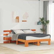 Rám postele s čelo Hnědá 150 x 200 cm Masivní borové dřevo 3385687