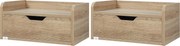 HOMCOM Sada 2 zavěšených nočních stolků - Skládací zásuvka, Polička - Přírodní dřevotříska 40Š x 30H x 19,5V cm | Aosom