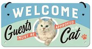 Postershop Závesná cedule: Welcome Guests Cat - 10x20 cm