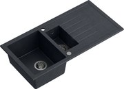 Černý 1,5 komorový kuchyňský granitový dřez QUADRON BRUCE 156 bez baterie