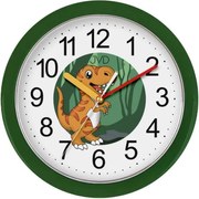 JVD Zelené dětské netikající tiché hodiny JVD HP612.D15 s dinosaurem