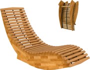 Outsunny skládací lehátko z akáciového dřeva — ergonomické S-profilové laťkové provedení, skládací houpací denní lůžko do zahrady, na balkón a terasu,