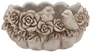 Cementový květináč mísa s květy a ptáčky Flower Bowl - 25*17*14 cm