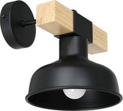 Nástěnné svítidlo Faro1, 1x černé kovové stínítko, b/dřevo