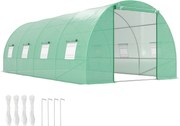Skleník Outsunny pro rajčata, fóliový skleník s oknem, fóliový tunel, studený rám, zelený, 595 x 300 x 200 cm | Aosom