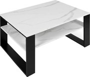 Velaco Konferenční kávový stolek TAB 3 90, imitace bílého mramoru/černá