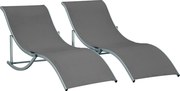 Outsunny sada 2 lehátek zahradní lehátka látková relaxační lehátka ergonomická hliníková Texteline tmavě šedá 165 x 61 x 63 cm | Aosom