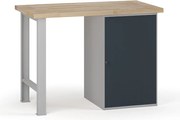 Dílenský pracovní stůl G7, buková spárovka, 1200 x 685 x 840 mm, 1x skříňka, grafit