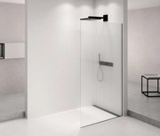 Polysan Architex - Sprchová stěna Walk-In, 96x210 cm, matná černá/Flute sklo AXB100FL