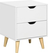 HOMCOM Noční stolek s 2 zásuvkami, skandinávský styl pro ložnici a obývací pokoj, 40 x 35 x 50,5 cm, bílý | Aosom