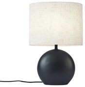 Japandi stolní lampa černá s lněným stínidlem - Timo