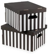 Kartonové úložné boxy s víkem v sadě 2 ks Stripes – Compactor