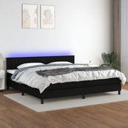 Box spring postel s matrací a LED černá 200x200 cm textil 3133343