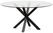 Černý kulatý jídelní stůl se skleněnou deskou ø 150 cm Argo – Kave Home