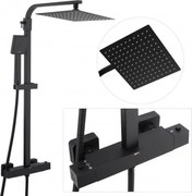 Erga Goba, sprchová souprava s termostatickou baterií a dešťovou hlavicí 25x25cm, černá matná, ERG-YKA-BP.GOBA-THERM-25-BLK