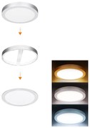 Solight LED mini panel koupelnový 2v1, 3CCT, podhledový/přisazený, 18W, 1530lm, IP54, stříbrná, kulatý