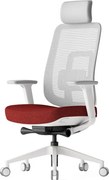 Kancelářská ergonomická židle K42 WHITE SP – síťovaná/ čalouněná, červená