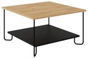 Konferenční stolek s deskou v dubovém dekoru v černo-přírodní barvě 80x80 cm Tonka – Marckeric