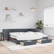 Válenda s přistýlkou a zásuvkami tmavě šedá 100 x 200 cm samet 3196747