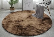Protiskluzový koberec SHAGGY ombré, hnědý kruh