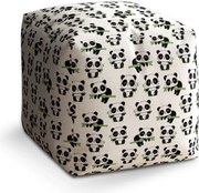 Sablio Taburet Cube Pandy s větvičkou - 50x50x50 cm