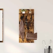 věšák, nástěnný, 1 prkno, polička, háčky, kompozitní dřevo, 90x40x10 cm, kouřový dub, Dekorino TK20260010