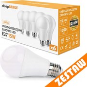 SADA 6x LED žárovek E27 A60 15W 1200lm 3000K - teplá biela