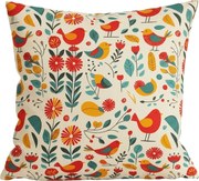 Povlak na polštář z mikrovlákna RETRO PTÁČEK 45x45 cm, barevný