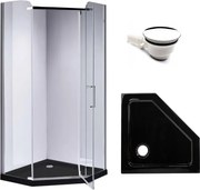 BPS-koupelny Pětiúhelníkový sprchový kout HYD-PK91A 80x80 chrom/transparent + vanička HYD-PSV-ST07A černá