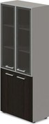 Vysoká široká skříň TopOffice 79,8 x 40,4 x 196,5 cm, dvířka wenge