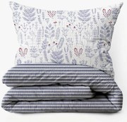 Krepové povlečení Herbář Modrý oboustranný Zapínání: zip, Velikost polštáře: 50x70, Velikost přikrývky: 140x200