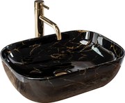 Rea Belinda Marble umyvadlo na desku, 47 x 34 cm, černá lesklá, REA-U8907
