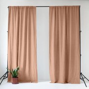 Růžový/hnědý lněný závěs 140x250 cm Cafe Creme – Linen Tales