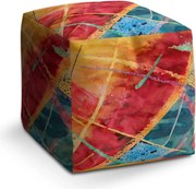 Sablio Taburet Cube Barevné čáry - 50x50x50 cm