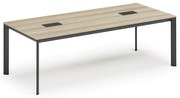 Jednací stůl PRIMO INVITATION, 240x120 cm, dub přírodní + 2x stolní zásuvka TYP II, černá