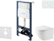 kielle Genesis New - Set předstěnové instalace, kompaktního klozetu Oudee, Vortex Rimless+, sedátka softclose a tlačítka Gemini New I, lesklá bílá 30528SS37