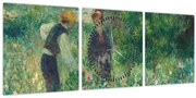 Obraz - Auguste Renoir, Picking Flowers, reprodukce (s hodinami) (90x30 cm)