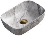BPS-koupelny Keramické umyvadlo na desku HYD-MO-MAR2-370 37x25 cm, šedý mramor