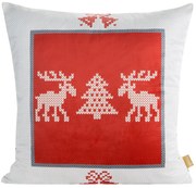 VÁNOČNÍ DEKORAČNÍ POVLAK NA POLŠTÁŘ REINDEER 1KS 60X60 CM VZOROVANÁ