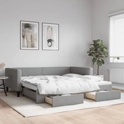 Válenda s přistýlkou a zásuvkami světle šedá 100x200 cm textil 3196619